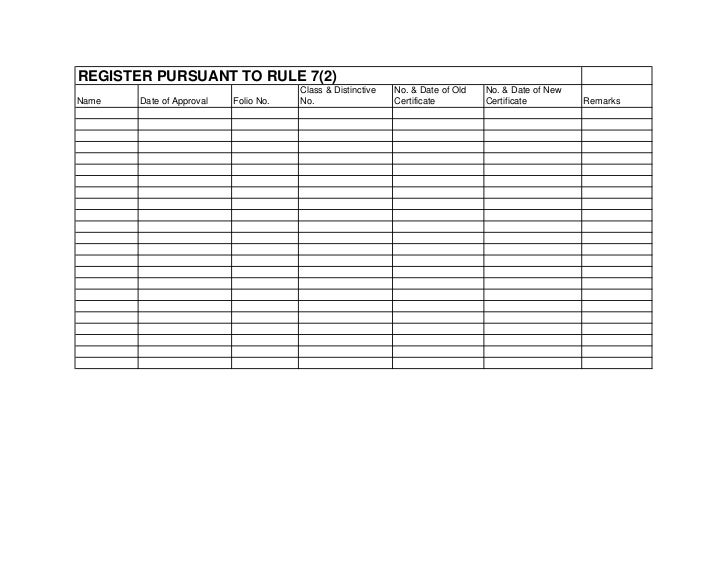 Register Of Members Template