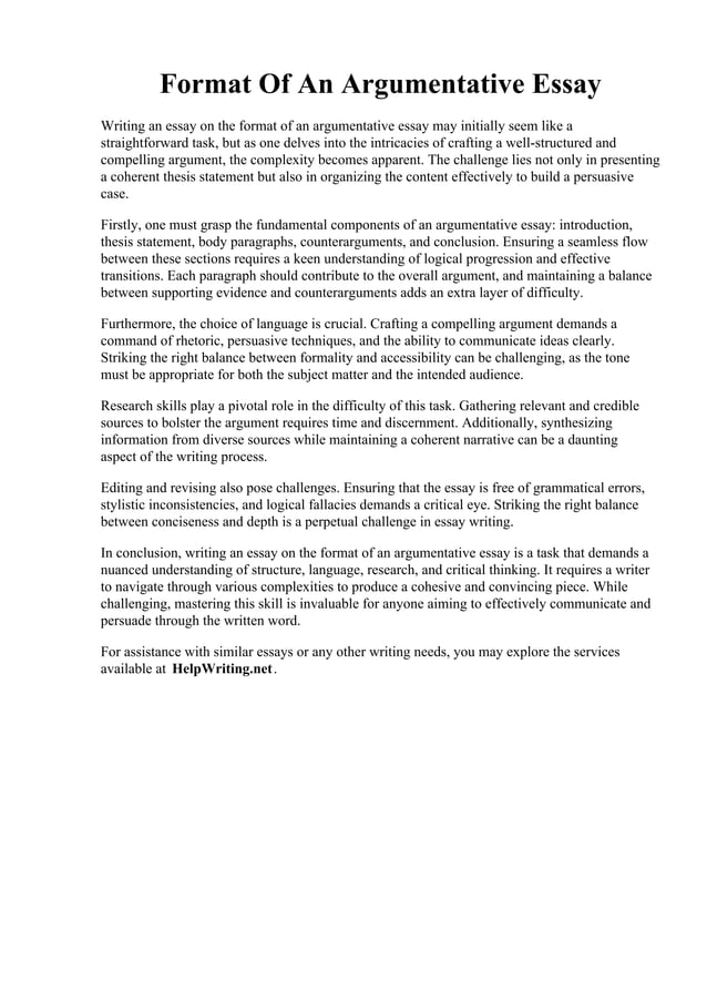 Format Of An Argumentative Essay | PDF