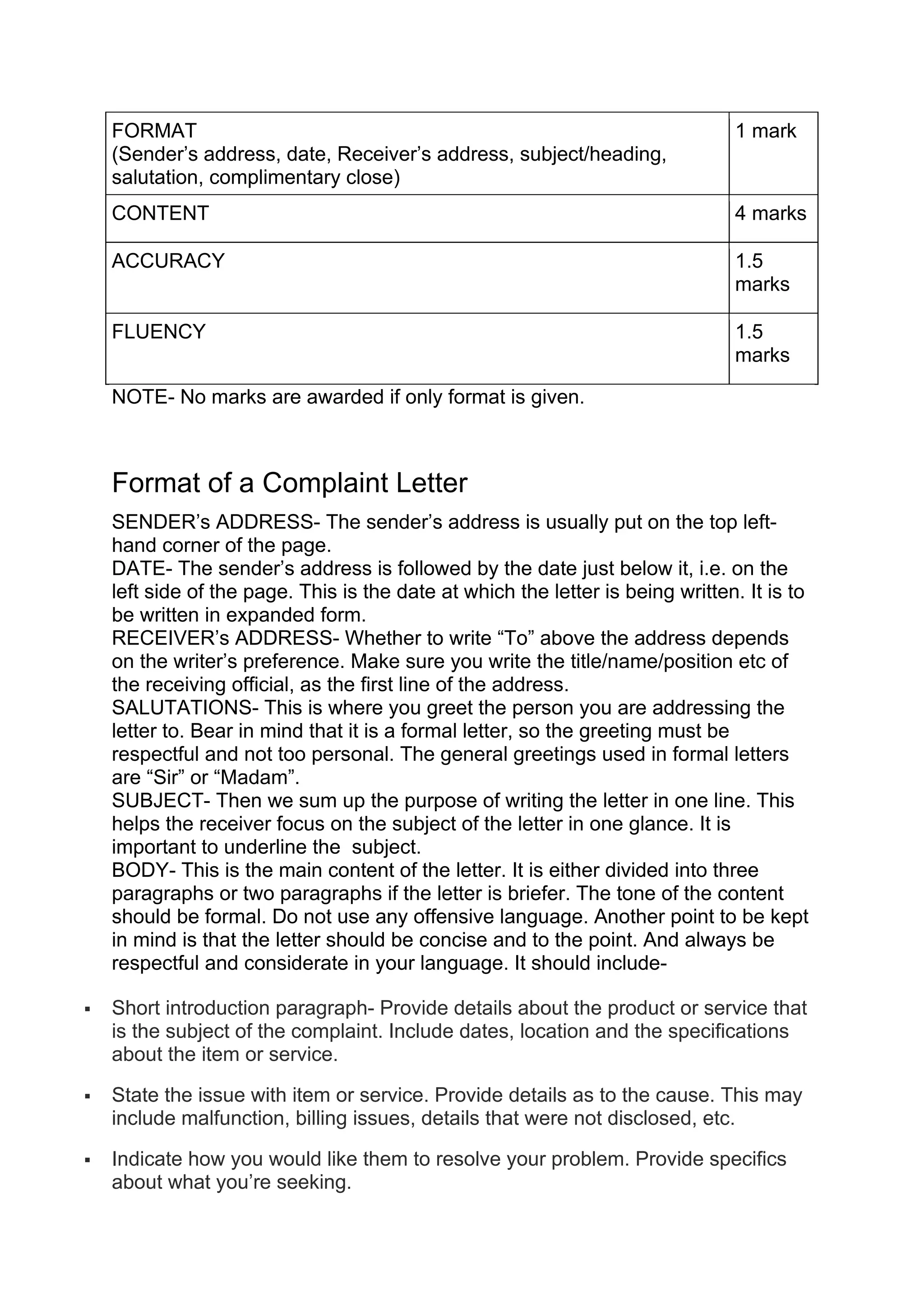 Format Of Complaint Kostenloses Formal Business Complaint Letter