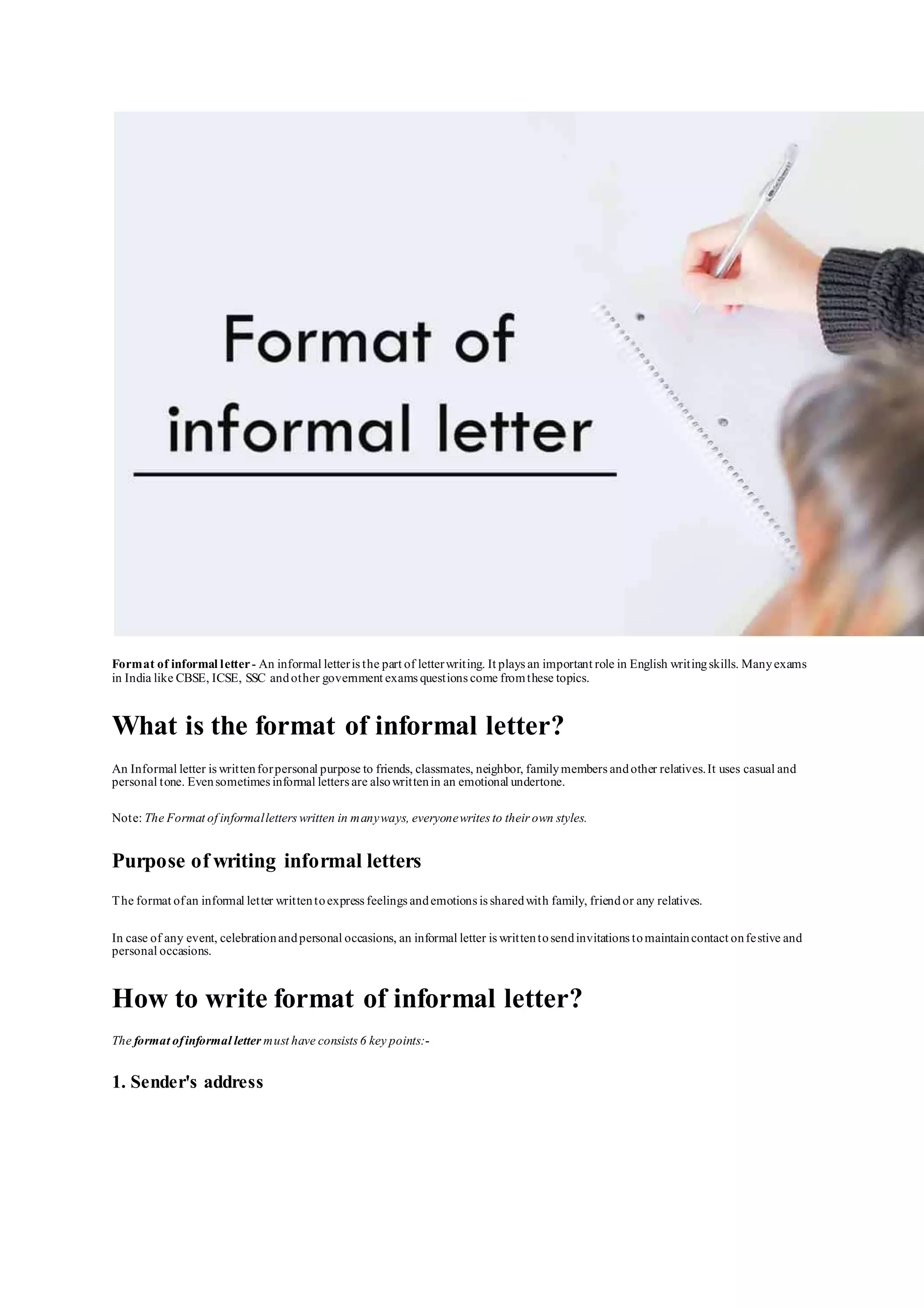 Format of Informal Letter + Best Examples 2021 | DOCX