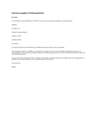 Format of Informal Letter + Best Examples 2021 | DOCX