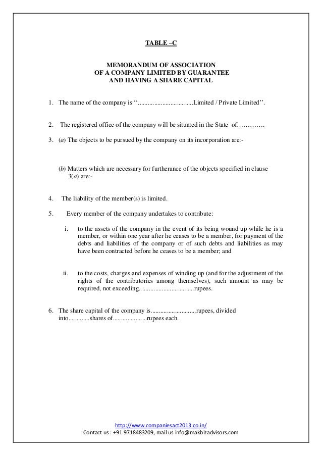 Format of moa new companies act 2013 ( moa as per companies act 2013…