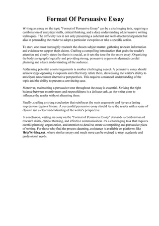 Format Of Persuasive Essay | PDF