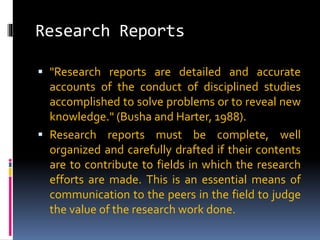 Format of research report | PPTX