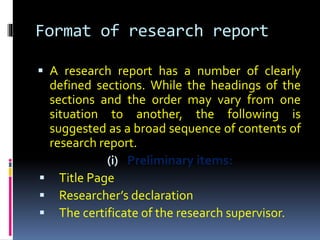 Format of research report | PPTX