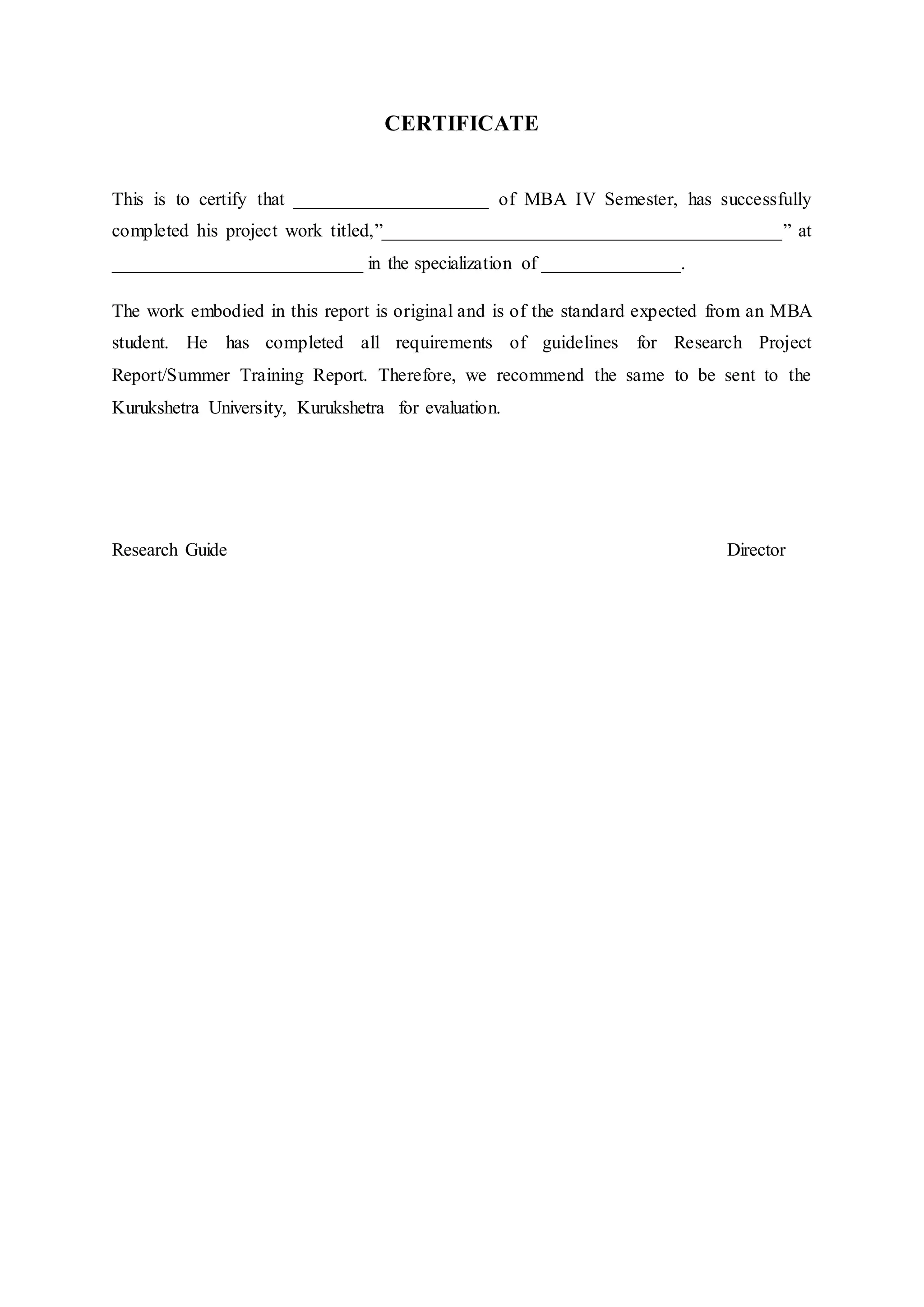 Format of summer training report by munna kumar yadav (MBA) | DOCX