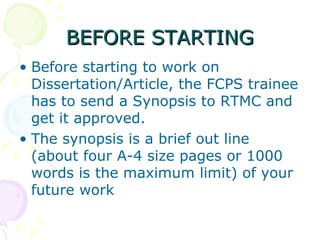 Format Of Synopsis | PPT