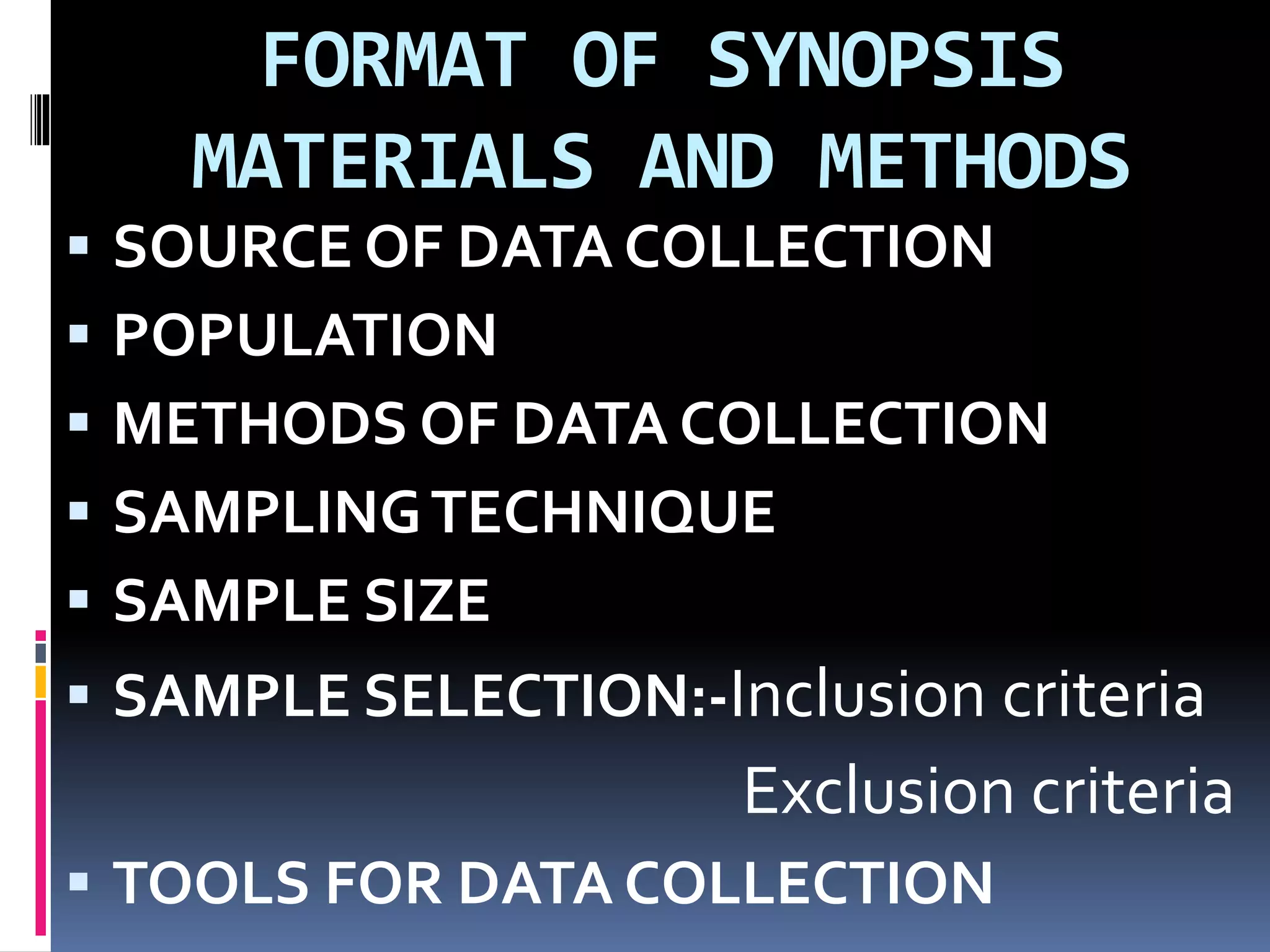 Format of synopsis | PPT