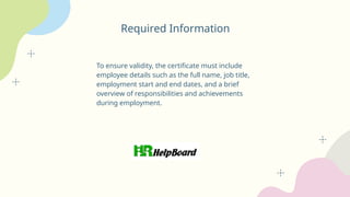 Format of Work Experience Certificate, Experience Letter | PPTX