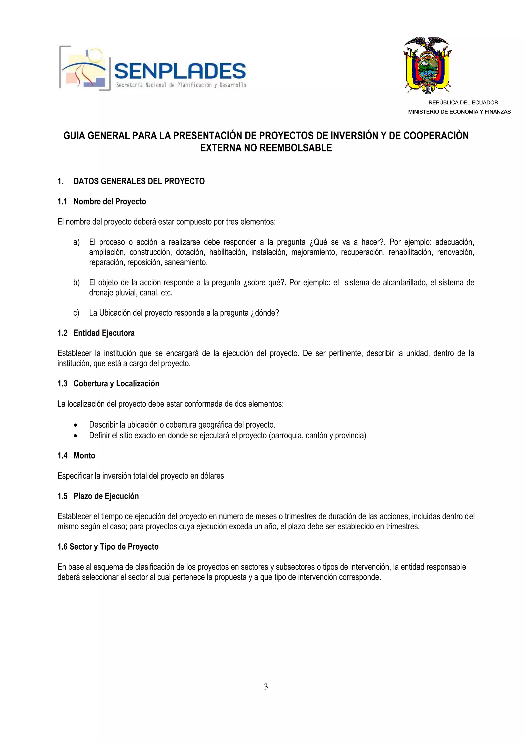 Formato para proyectos senplades | PDF