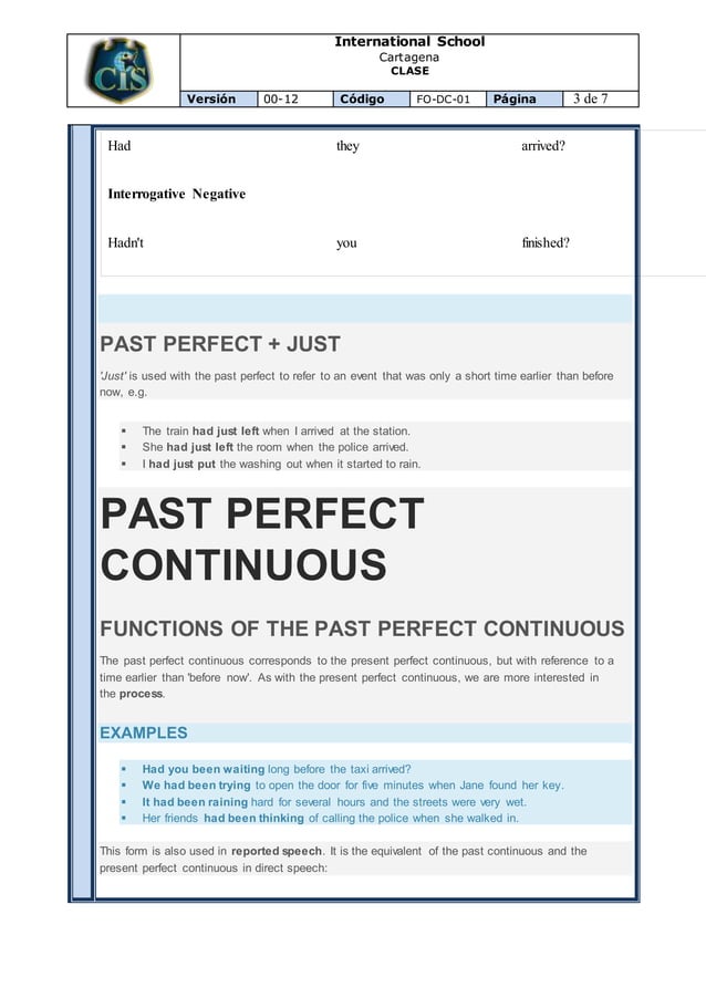 Formato plano 11th p2week9_past perfect and past perfect continuous | PDF