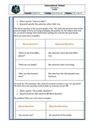 Formato plano 11th p3week1_reported speech | DOCX