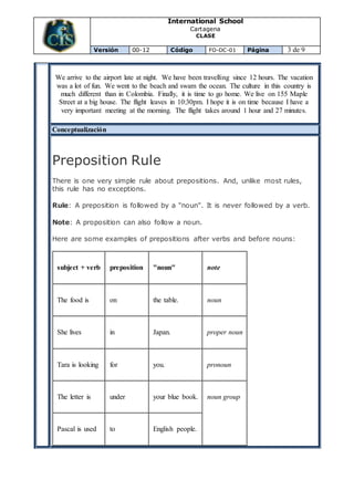 Formato plano 11th p3week7_prepositions | DOCX | Resume Writing and Advice | Job Search