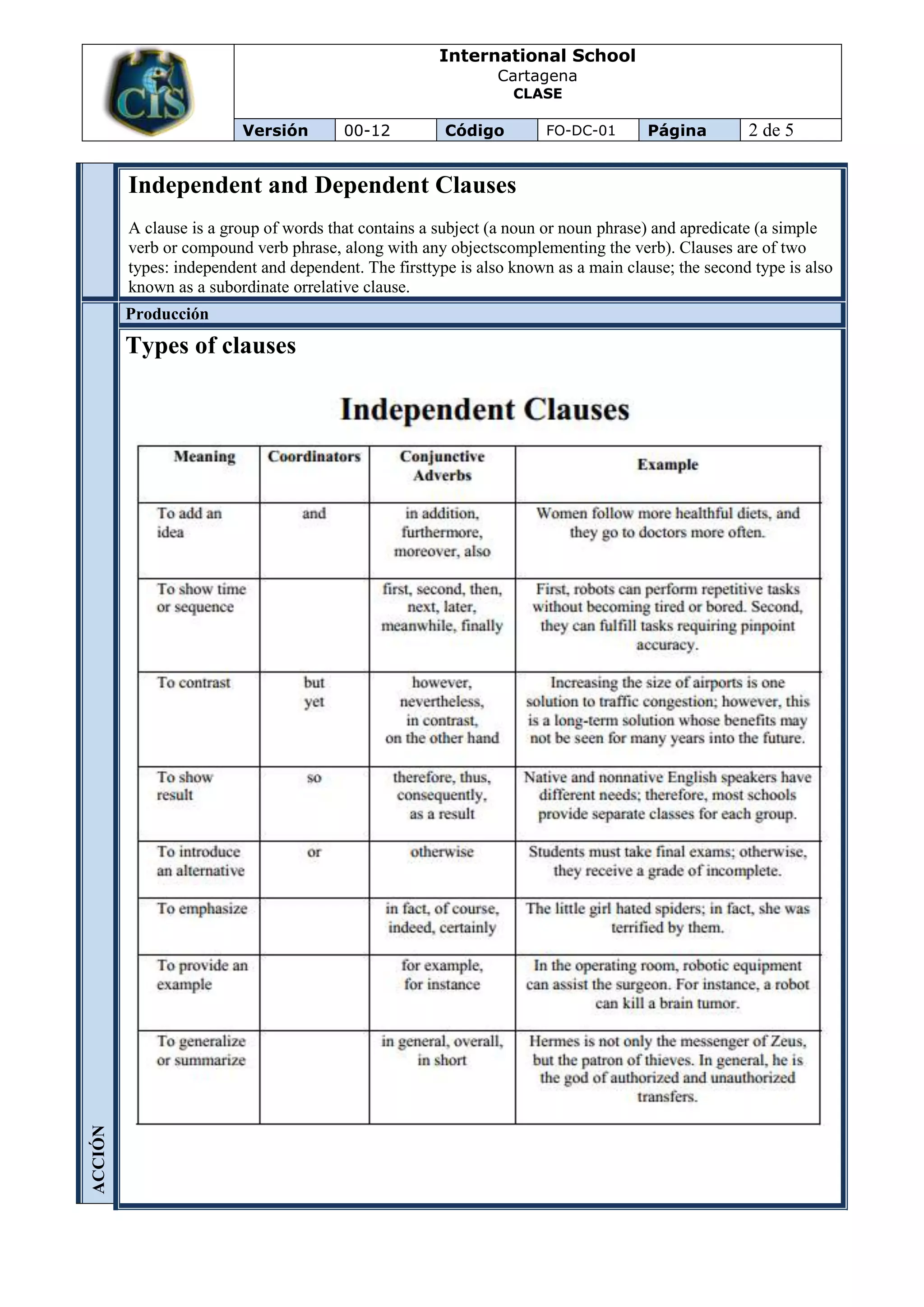 Formato plano 11th week1_typ_clauses (1) | DOCX