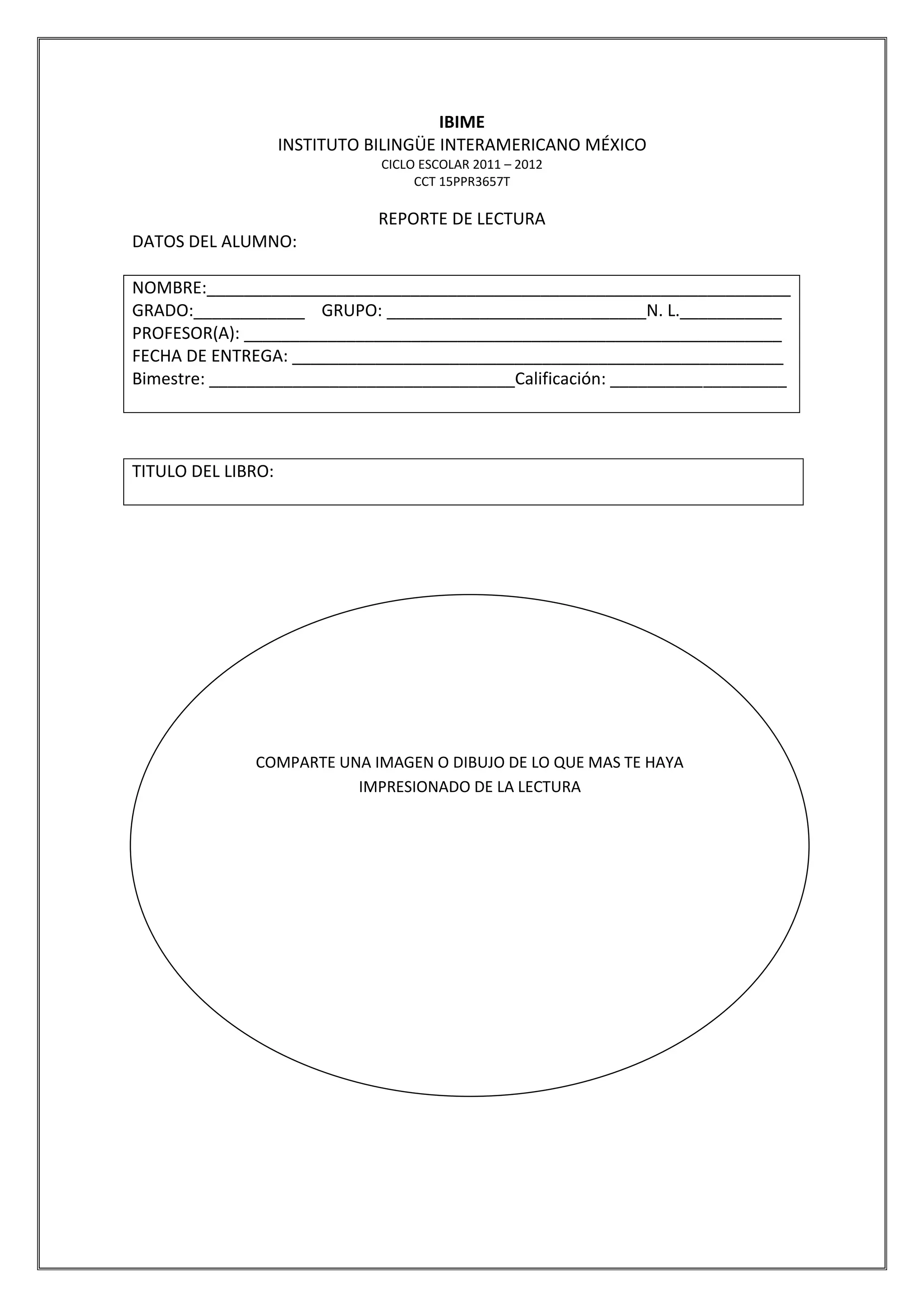 Formato reporte de lectura secundaria todos los grados | PDF