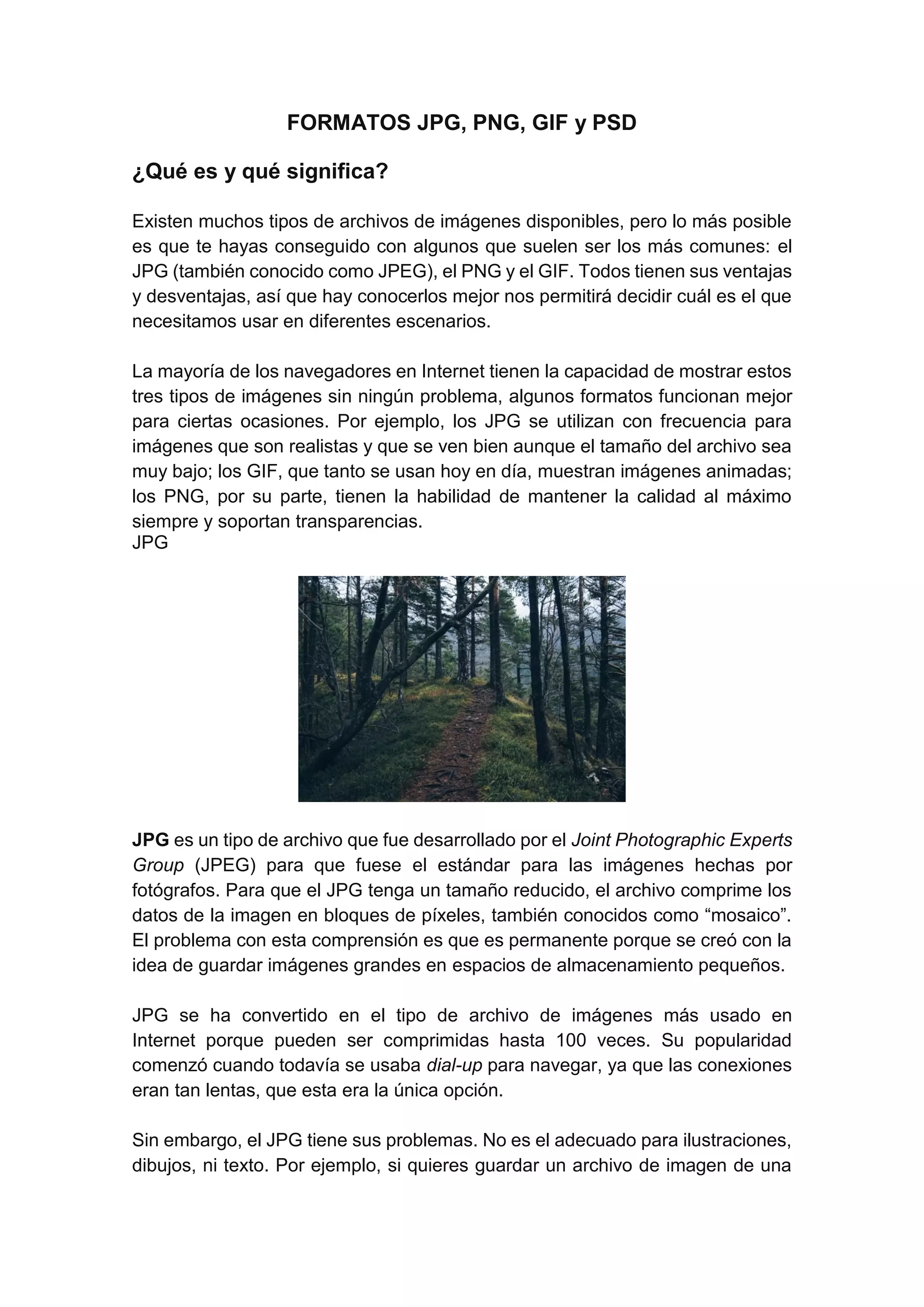 Formatos jpg, png, gif y psd | PDF