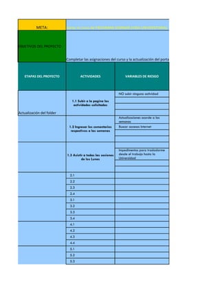 Formatos plan de metas | XLS