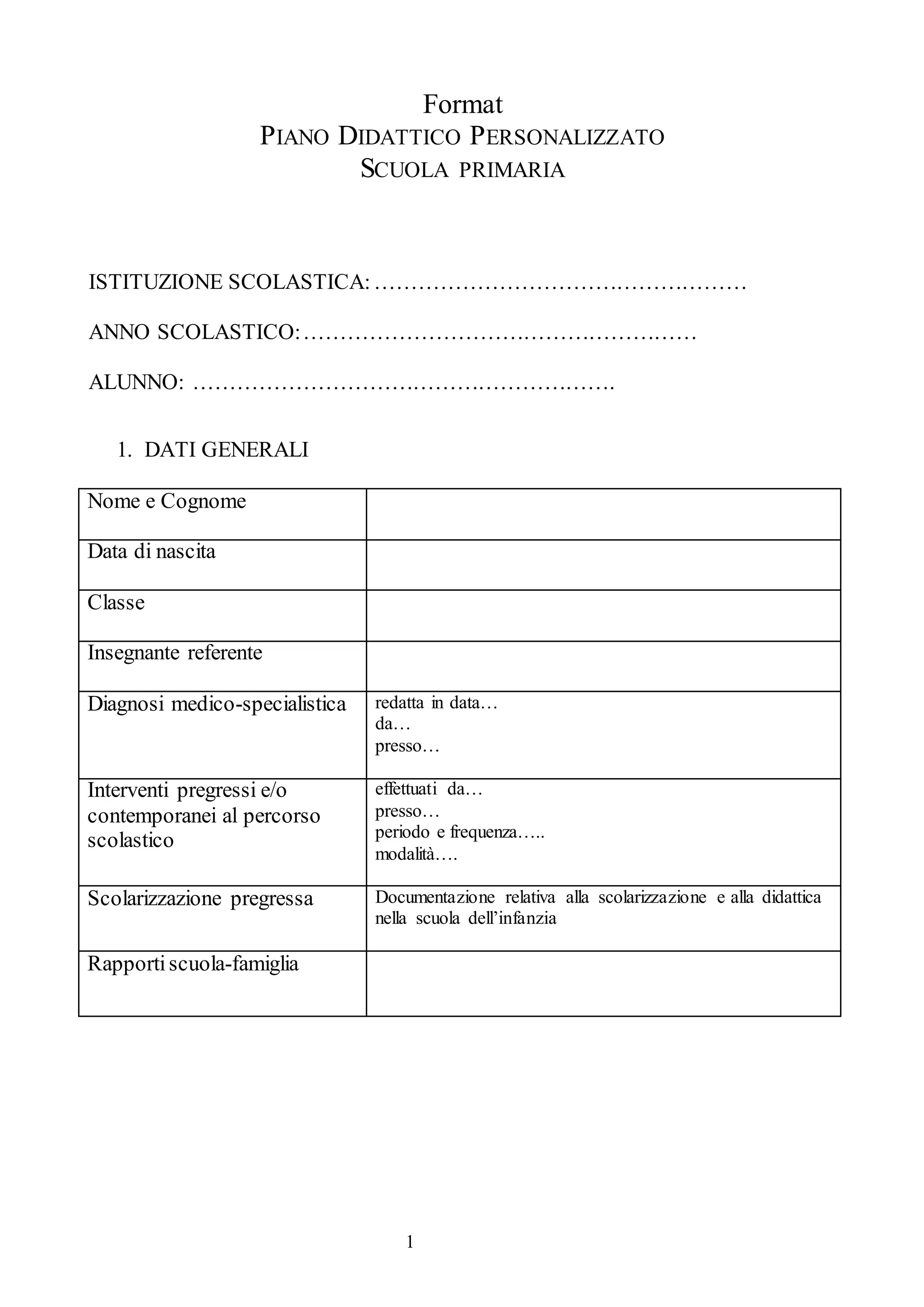 Format pdp primaria dsa | PDF