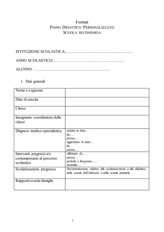 Format pdp secondaria dsa | PDF