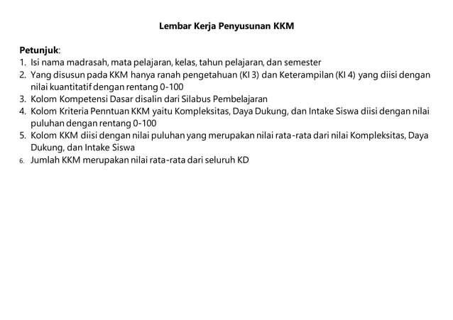 Format penentuan kkm | PPT