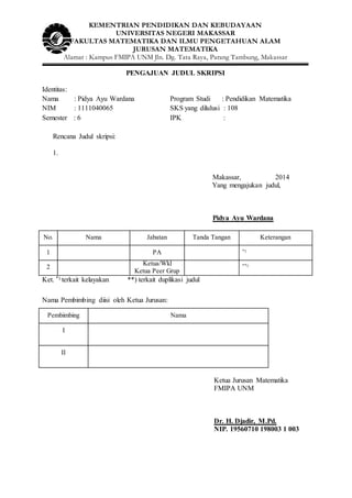 Format pengajuan judul | DOCX