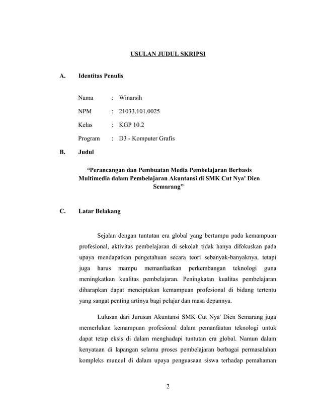 Format pengajuan judul ta | DOC