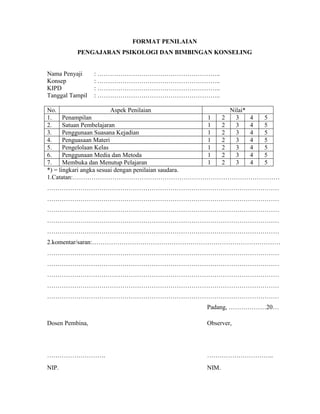 Format penilaian | DOCX