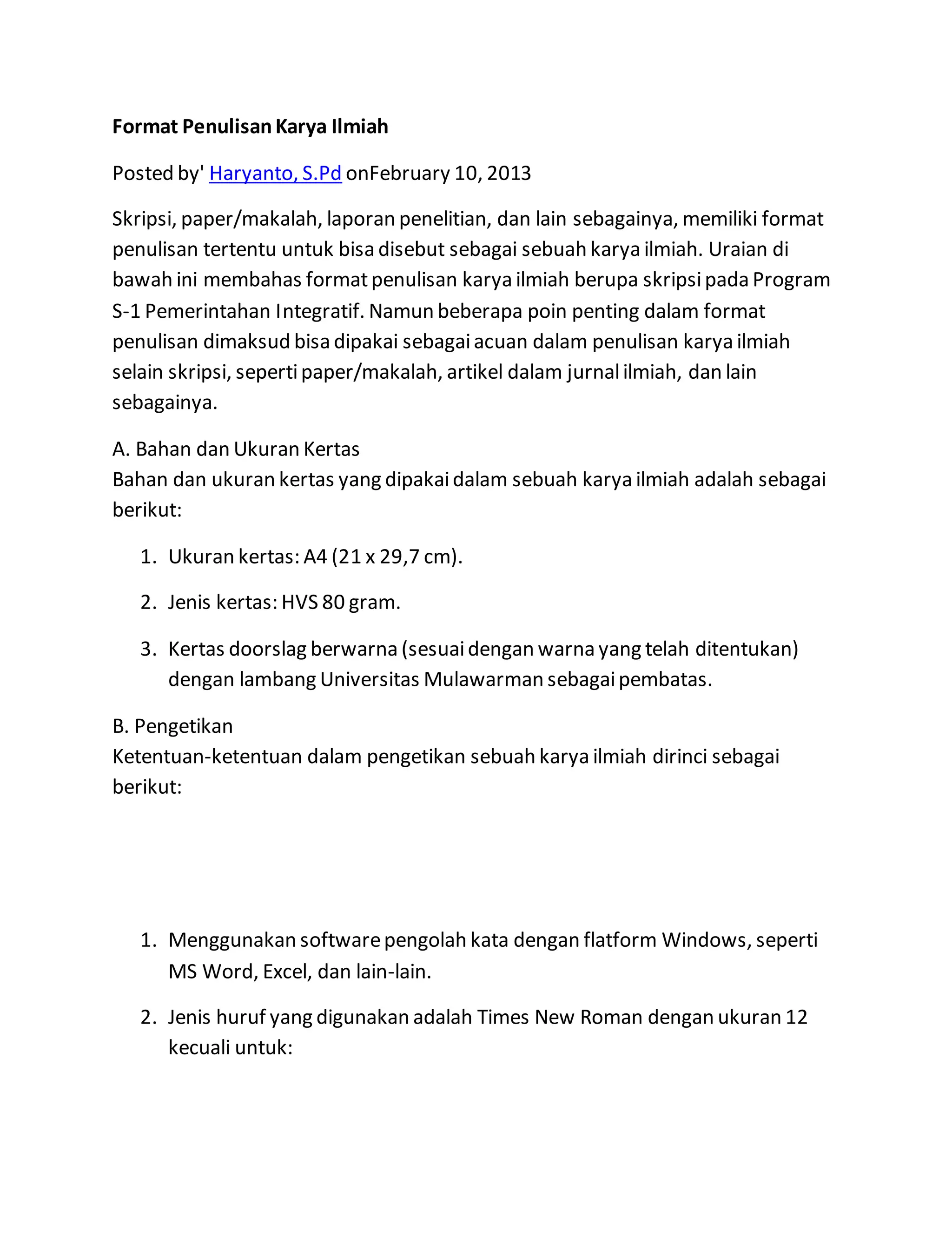 Format penulisan karya ilmiah | DOCX