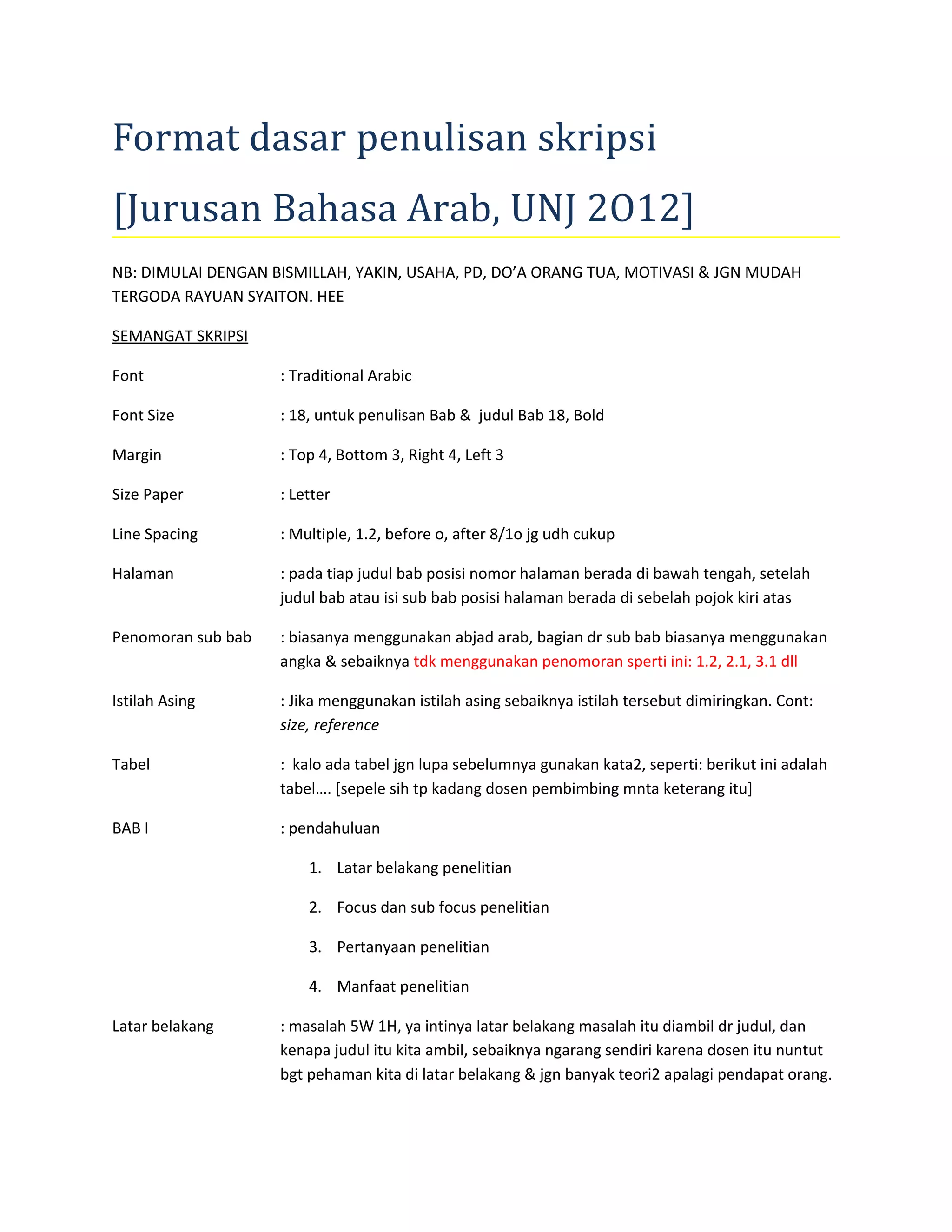 Format Penulisan Skripsi Doc