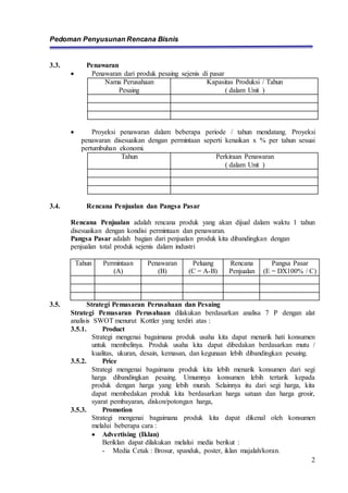 Format penyusunan bisnis plan | DOC
