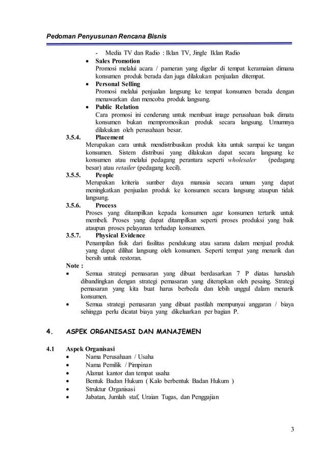 Format penyusunan bisnis plan | DOC