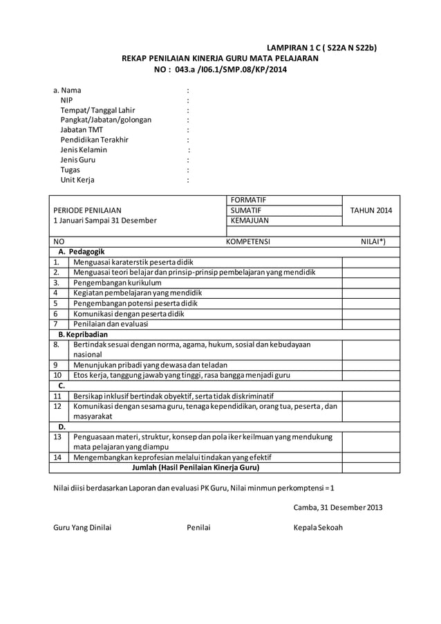 Format pkg untuk pengawas SD | PDF