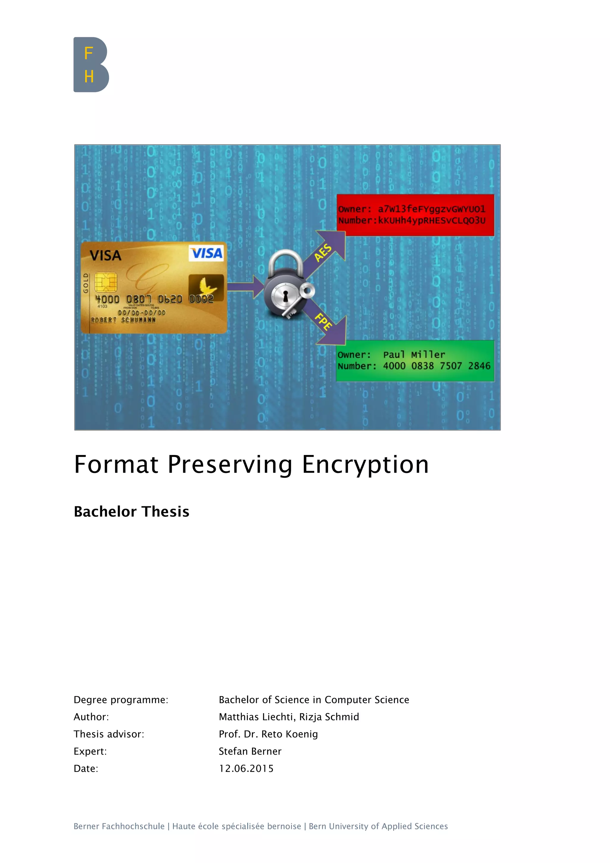 Format Preserving Encryption Bachelor Thesis Pdf Databases Computer Software And Applications