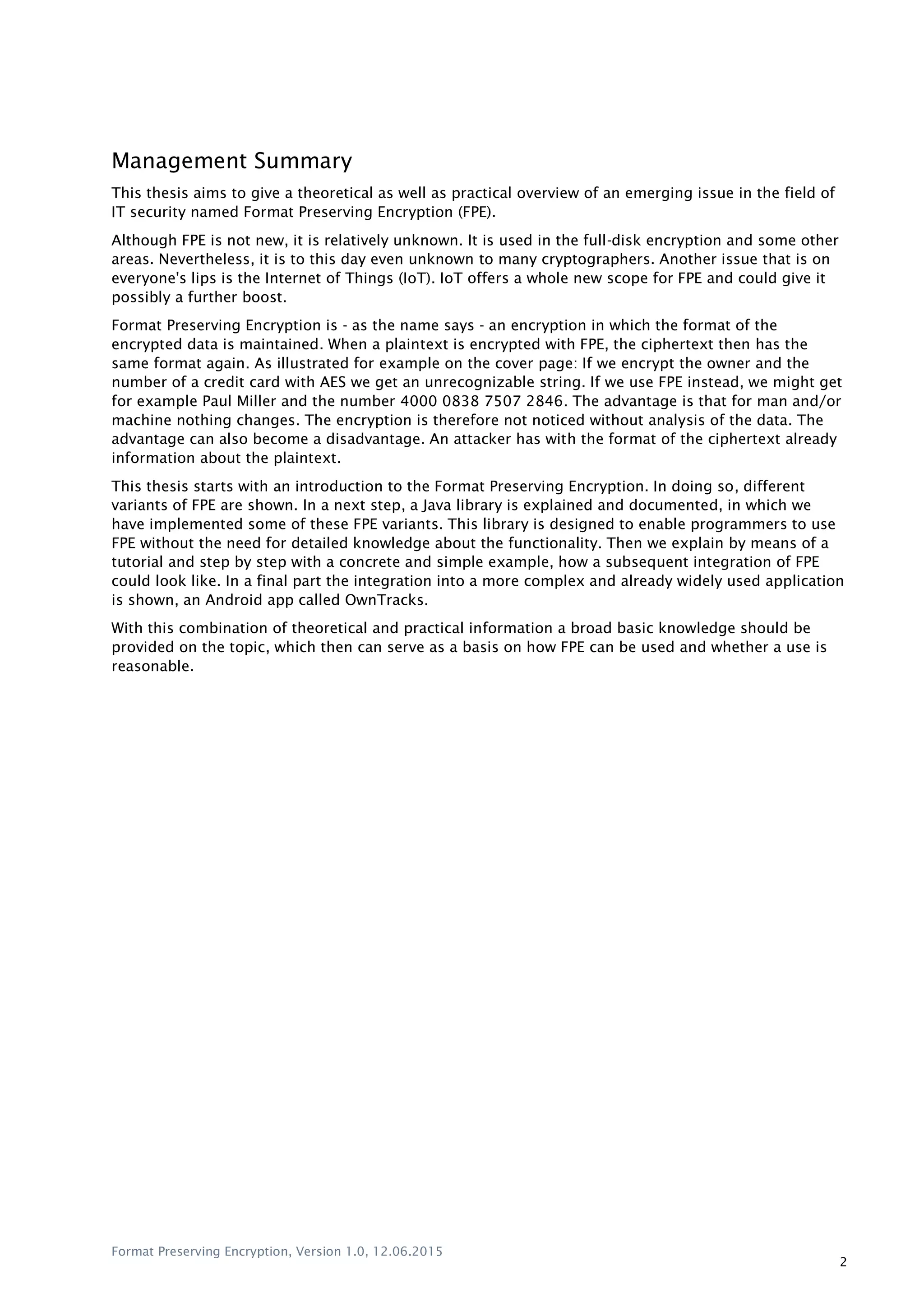 Format preserving encryption bachelor thesis | PDF