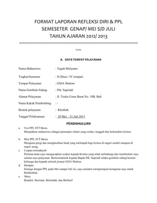 Format refleksi teguh | PDF