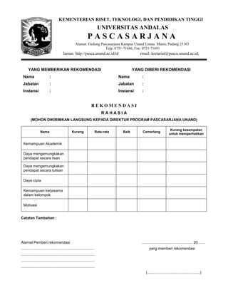 Format rekomendasi penerimaan_mhs_baru_s2_dan_s3_unand