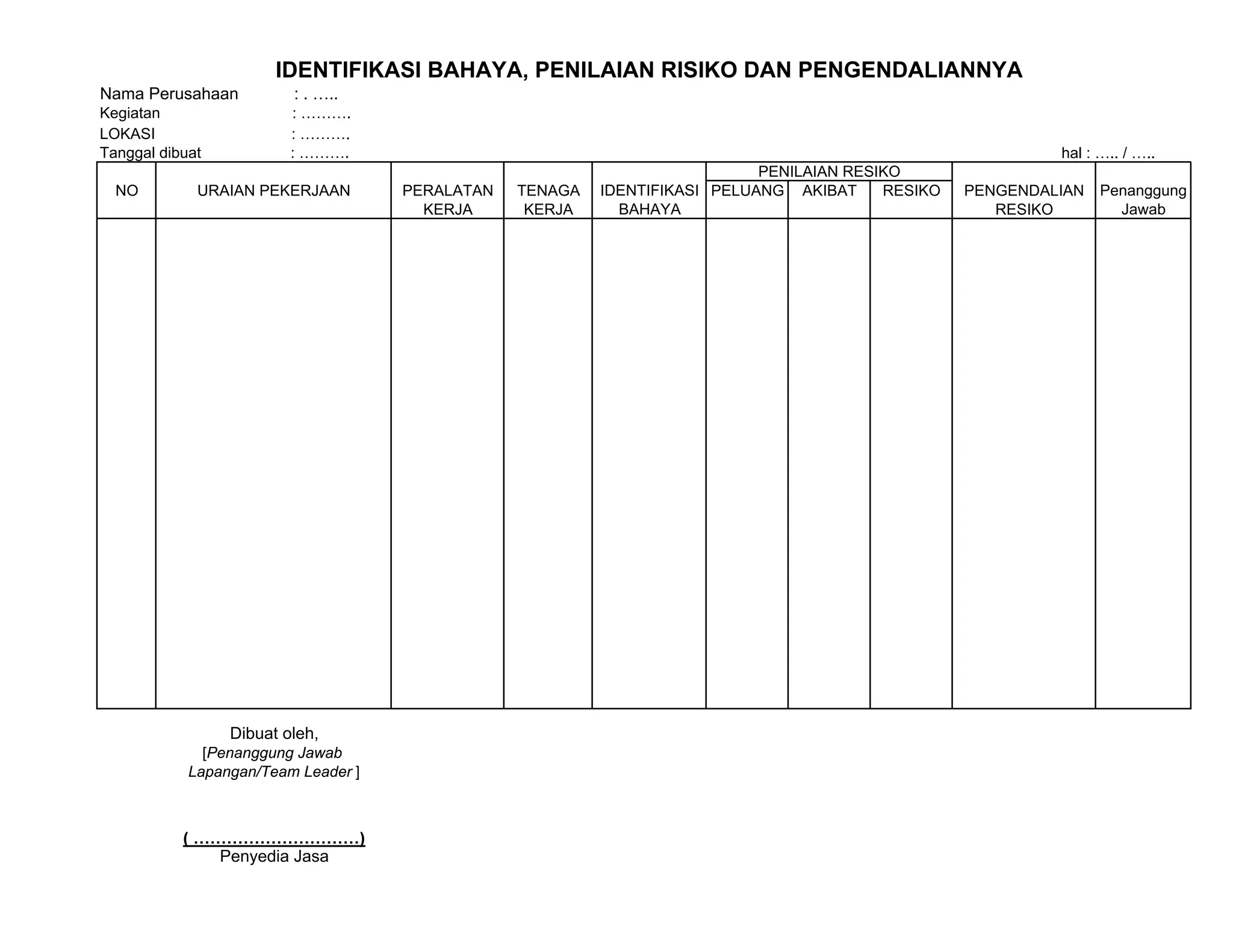Format rk3 k dinas pu | PDF