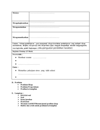 Format rpp 1 lembar | DOCX