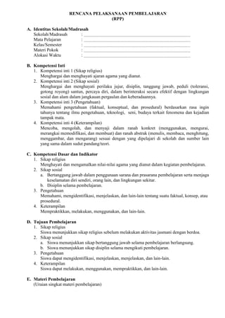 Format RPP Kurikulum 2013 | PDF