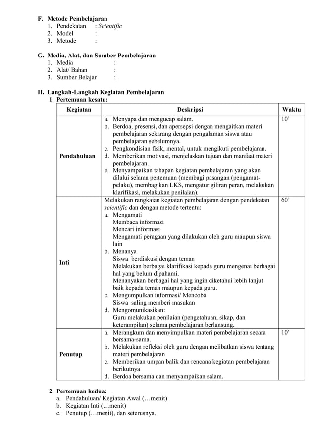 Format RPP Kurikulum 2013 | PDF