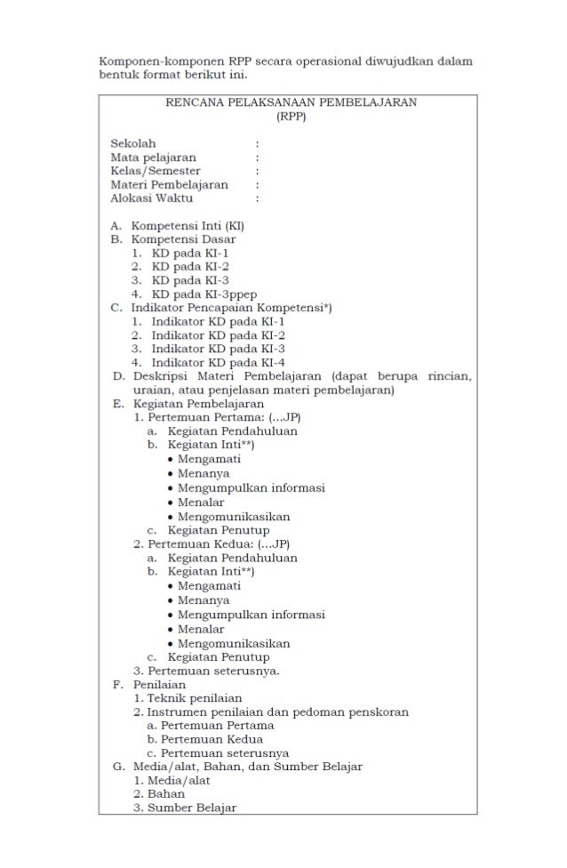 Komponen Rpp K13 - Wulan Tugas