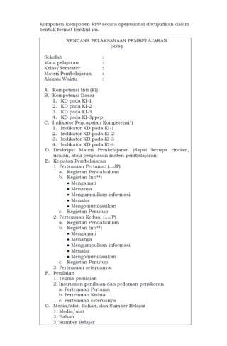 FORMAT PERUBAHAN RPP KURIKULUM 2013 | DOCX