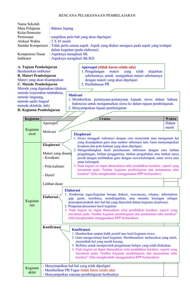 Format RPP Berkarakter | PDF