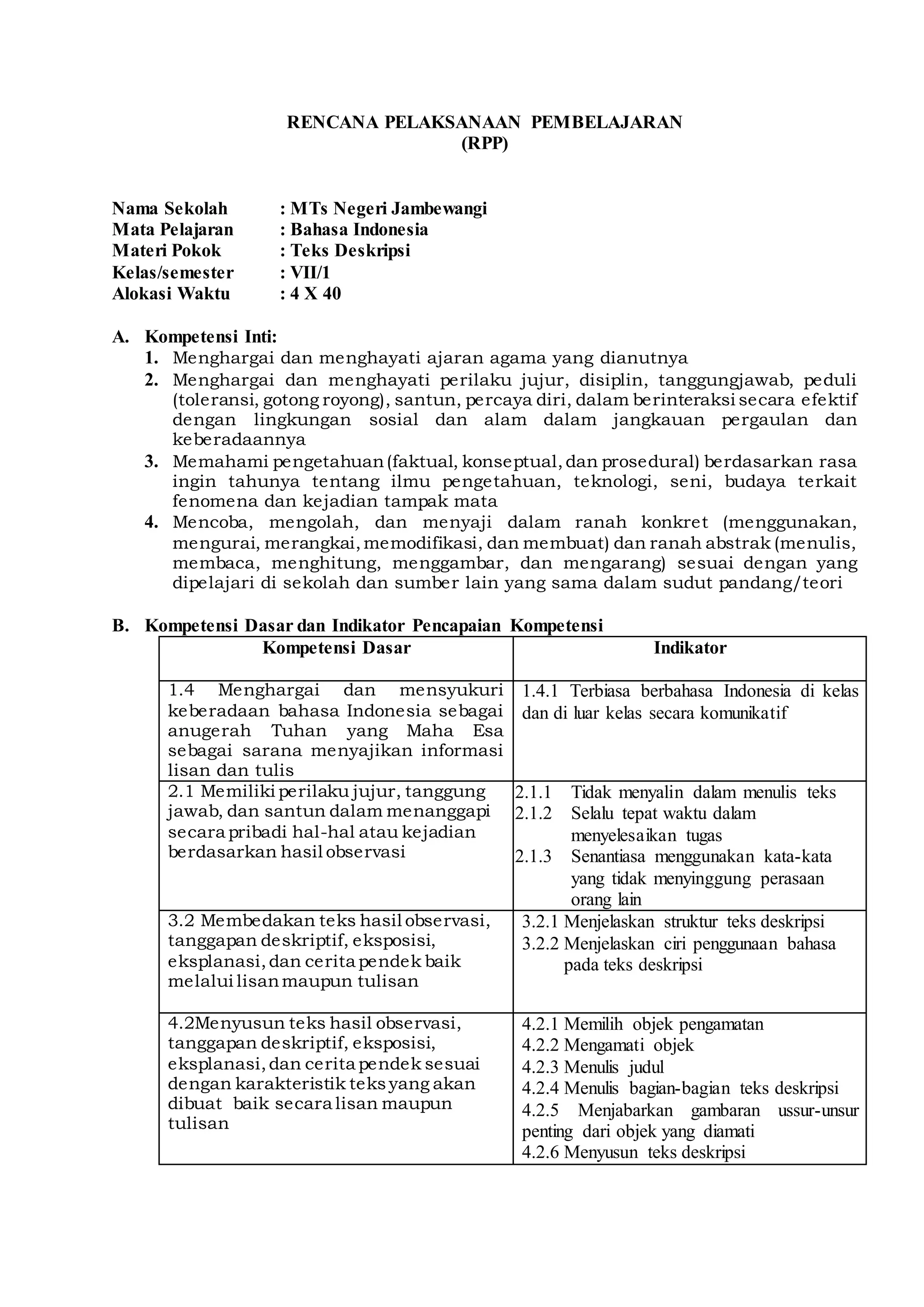 Format rpp kurikulum 2013 workshop | DOCX