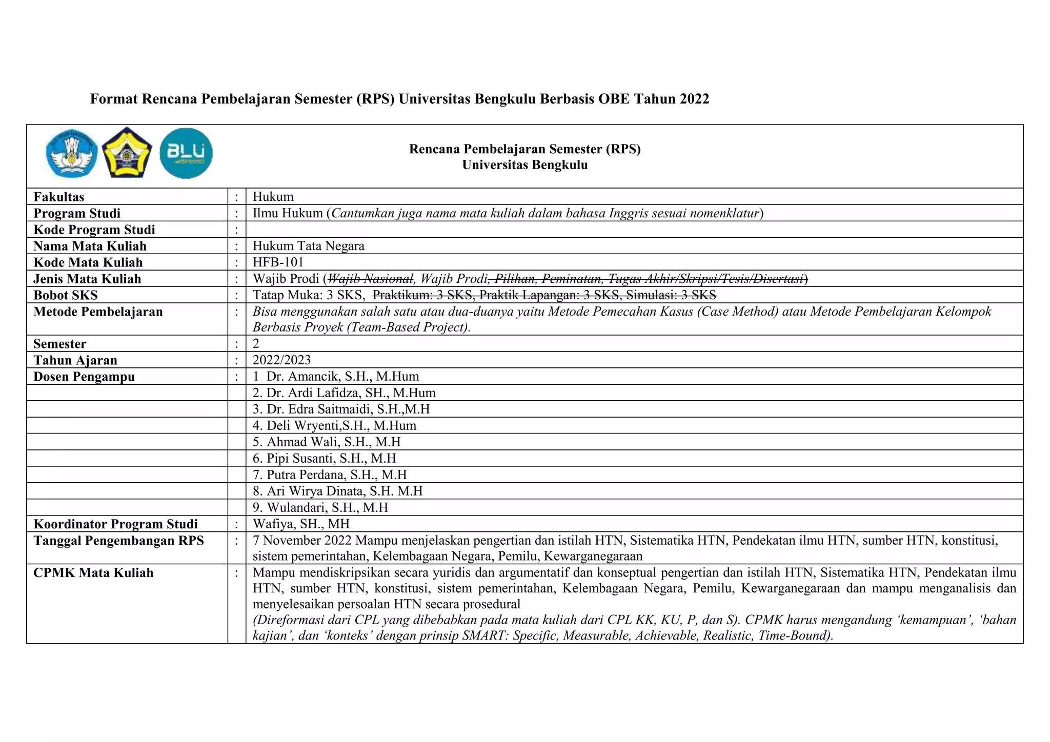 Format RPS HTN OBE Tahun 2022.doc