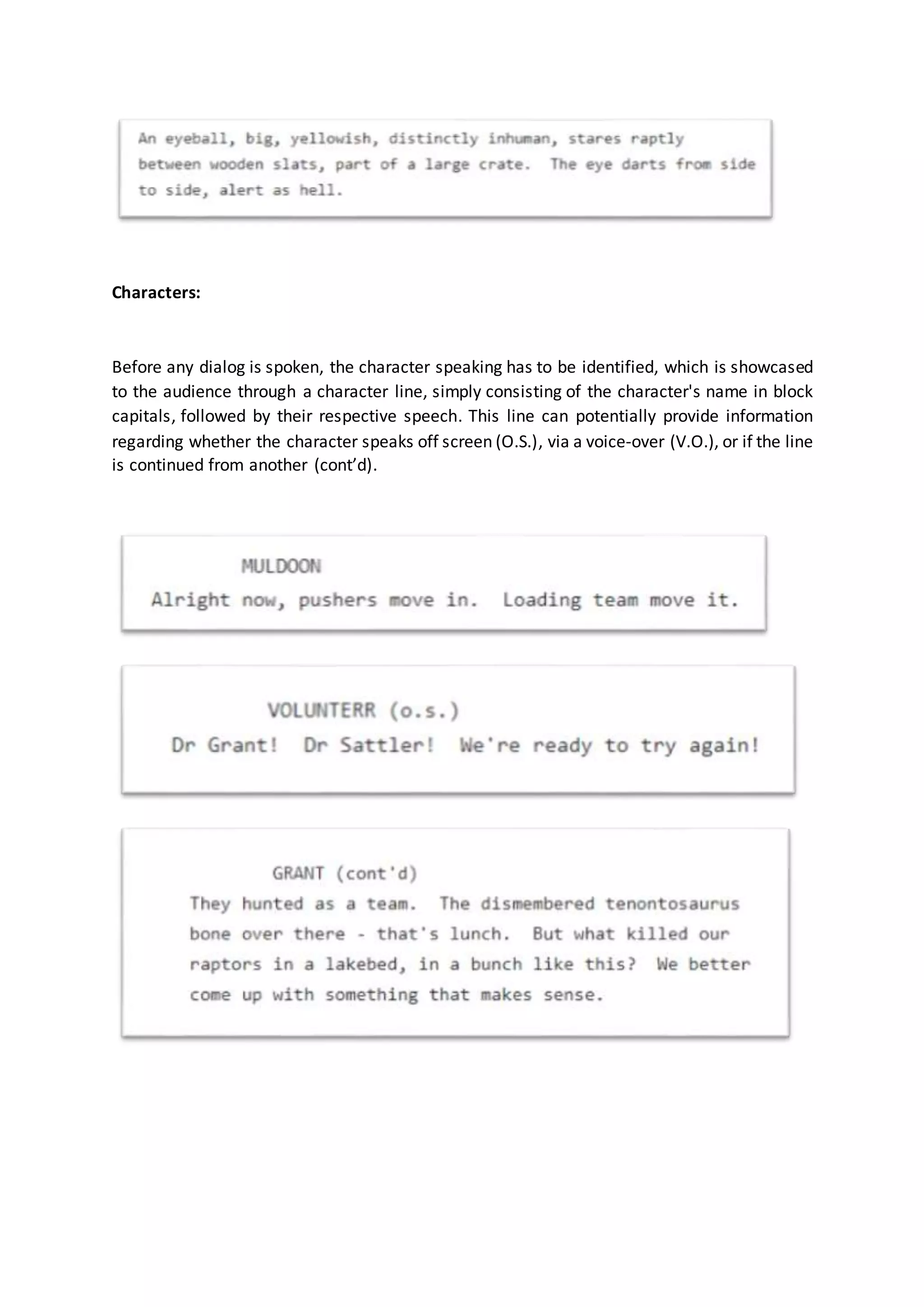Formats and conventions of scripts for media products | DOCX