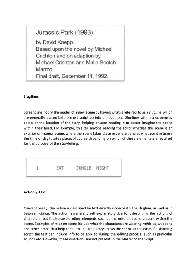 Formats and conventions of scripts for media products | DOCX