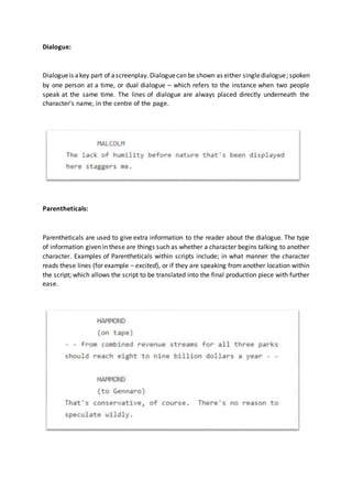 Formats and conventions of scripts for media products | DOCX