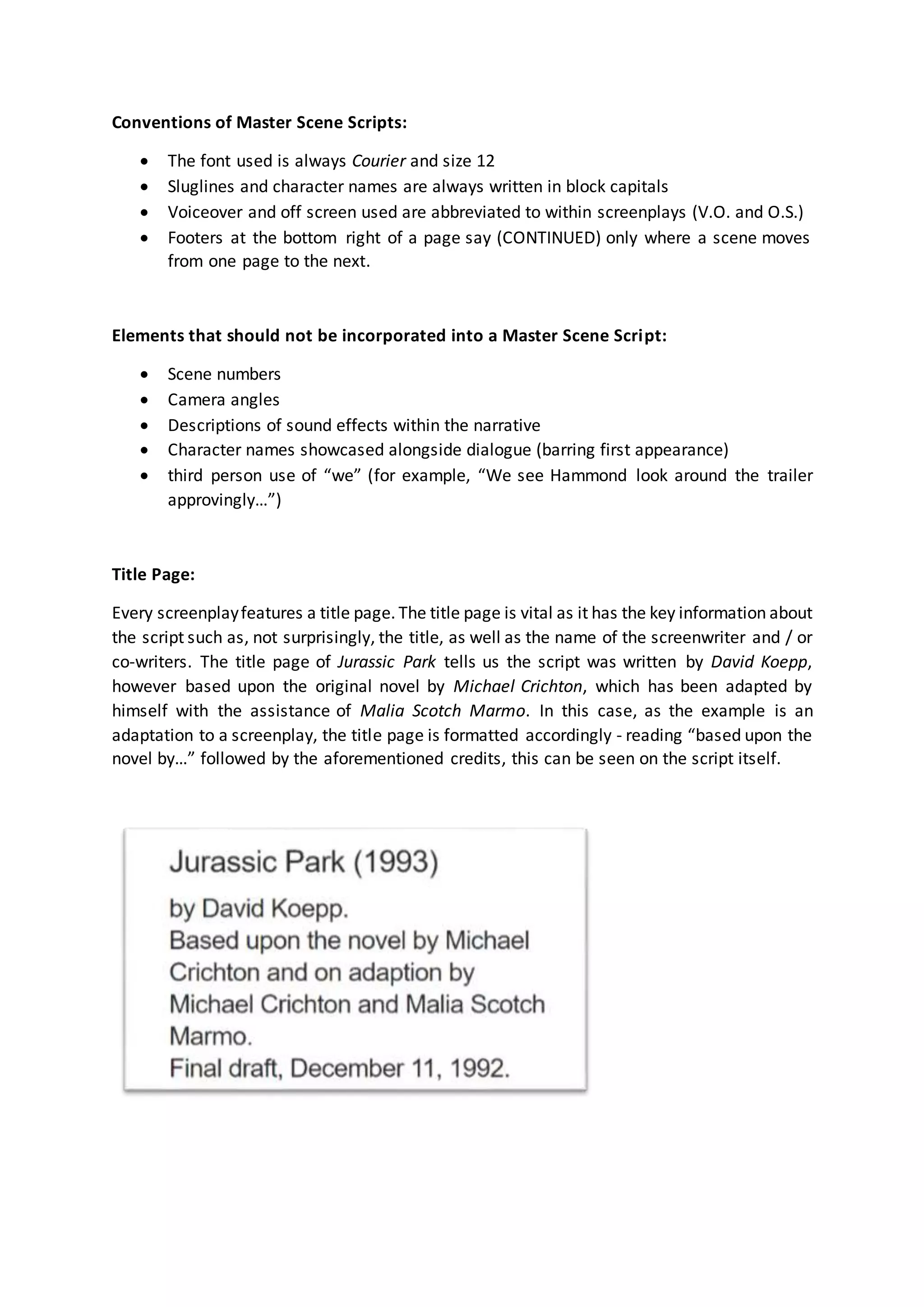 Formats and conventions of scripts for media products | DOCX