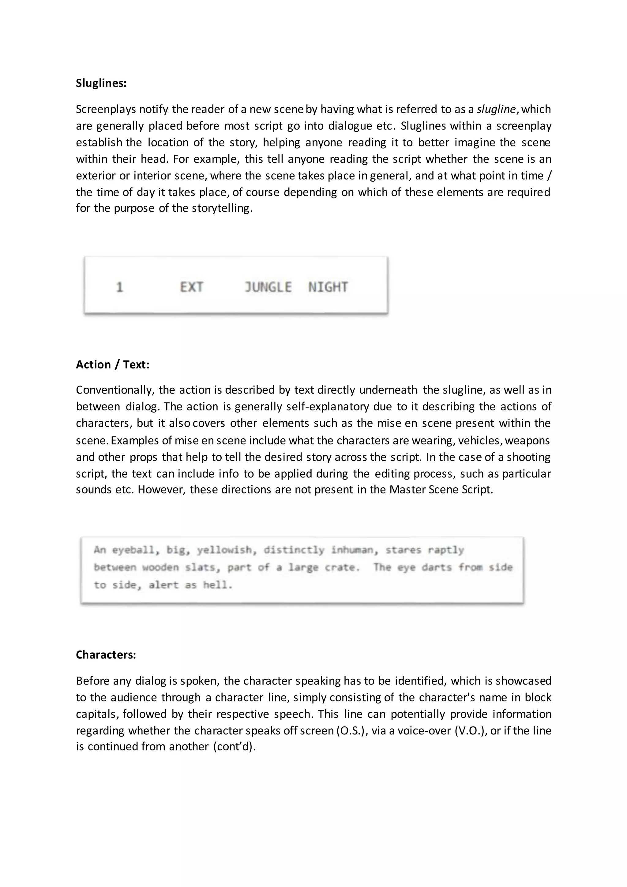 Formats and conventions of scripts for media products | DOCX